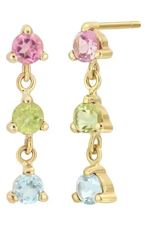 Bony Levy Semiprecious Stone Drop Earrings - 14k Yg Pink Blue Topaz Peridot