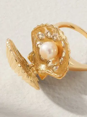 Mateo Lady Venus Diamond And Pearl 14-karat Ring