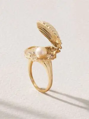 Mateo Lady Venus Diamond And Pearl 14-karat Ring