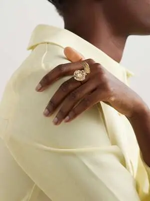 Mateo Lady Venus Diamond And Pearl 14-karat Ring
