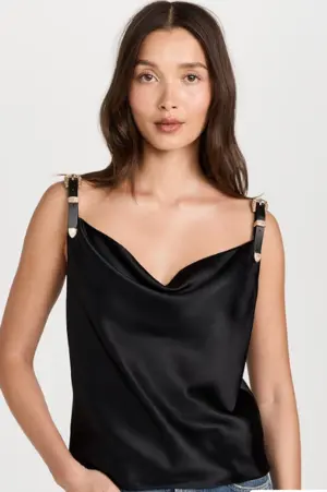 L'Agence Lux Buckle Strap Cowl Tank