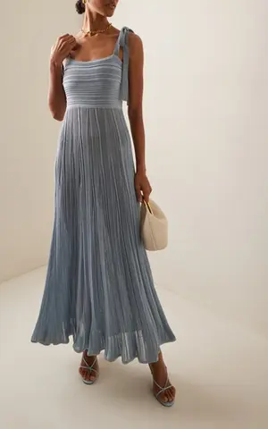 Zimmermann Waverly Pleated Metallic Knit Maxi Dress