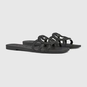 Gucci Interlocking G Slide Sandal - Black