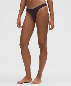 Lululemon Wundermost Ultra-soft Nulu Dipped-waist Thong Underwear - Black Plum