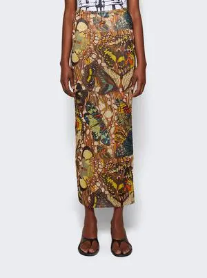 JEAN PAUL GAULTIER Papillon Printed Mesh Long Skirt