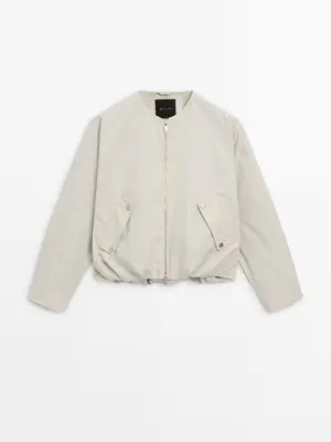 Massimo Dutti Massimo Dutti Voluminous Bomber Jacket - Beige