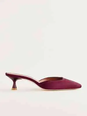 REFORMATION Daniela Kitten Mule - Dark Cherry Satin