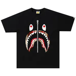 A BATHING APE Check Shark Tee /red - Black