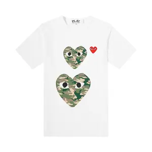 Play Comme Des Garcon Comme Des Garçons Short-sleeve Play T-shirt With Double Camo Hearts