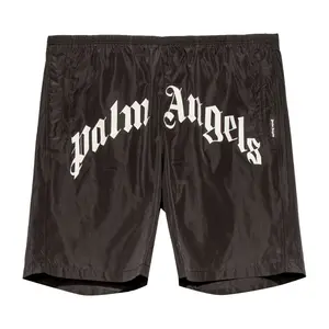 Palm Angels Curved Logo Swim Short /white - Black