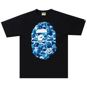 A BATHING APE Abc Camo Big Ape Head Tee /blue - Black
