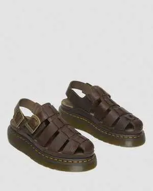 Dr. Martens Wrenlie Grizzly Leather Fisherman Sandals - Brown