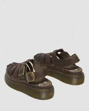 Dr. Martens Wrenlie Grizzly Leather Fisherman Sandals - Brown