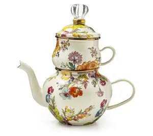 MACKENZIE-CHILDS White Flower Market High Tea T Eapot/cup - One-color
