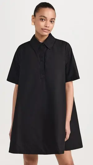 English Factory A-line Short Sleeve Shirt Dress - Black