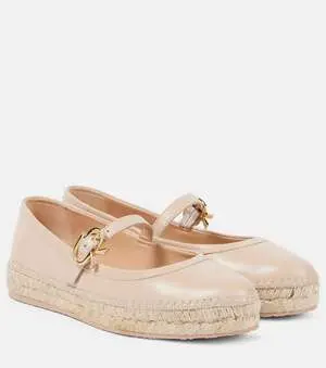 GIANVITO ROSSI Leather And Raffia Espadrilles - Beige
