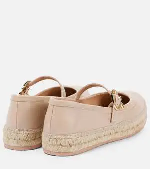 GIANVITO ROSSI Leather And Raffia Espadrilles - Beige