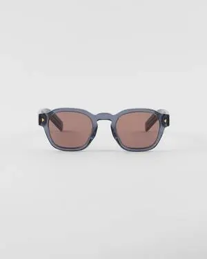 Prada Sunglasses With Iconic Metal Plaque - Bark Brown