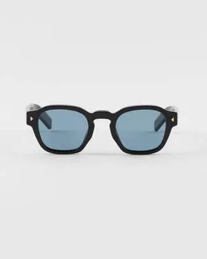 Prada Sunglasses With Metal Plaque - Turquoise Lenses