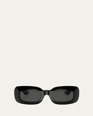 KHAITE X OLIVER PEOPLES Beveled Acetate Rectangle Sunglasses - Black