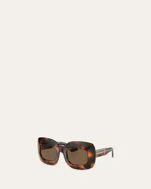 KHAITE X OLIVER PEOPLES Beveled Acetate Rectangle Sunglasses - Brown