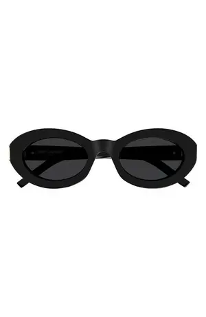 Saint Laurent 52mm Round Sunglasses - Black