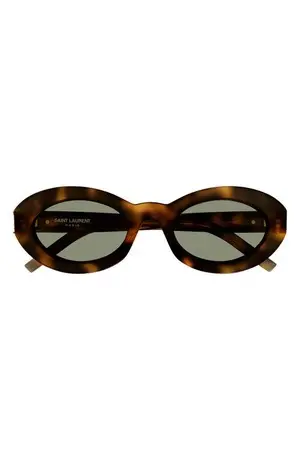 Saint Laurent Saint Laurent 52mm Round Sunglasses Havana