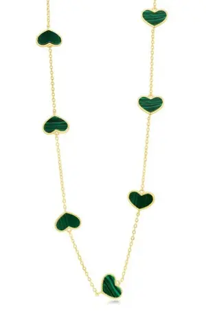 SHYMI Enamel Heart Station Chain Necklace - Green