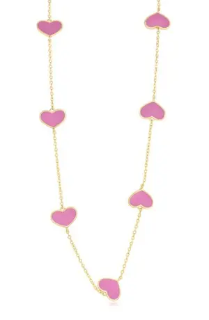 SHYMI Enamel Heart Station Chain Necklace - Pink