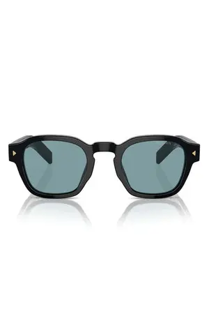 Prada 49mm Round Sunglasses Black