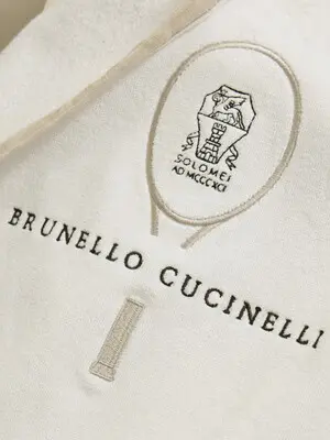 Brunello Cucinelli Linen-trimmed Embroidered Cotton-terry Towel