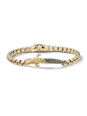 David Yurman Waves Dagger Bracelet In 18k Yellow Gold - Cognac Diamond