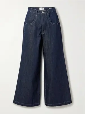 FRAME Net Sustain Skater High-rise Wide-leg Jeans - Blue