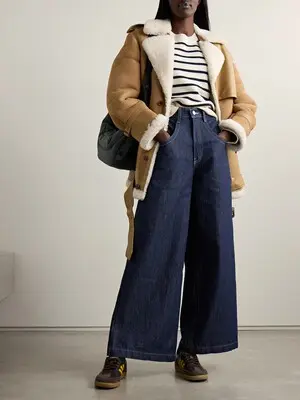FRAME Net Sustain Skater High-rise Wide-leg Jeans - Blue