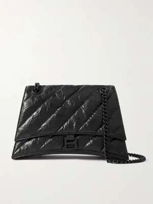 Balenciaga Crush Medium Quilted Crinkled-leather Shoulder Bag