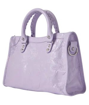 Balenciaga Le City Embellished Textured-leather Tote - Purple