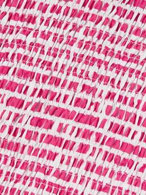 Loretta Caponi Shirred Checked Cotton-poplin Top