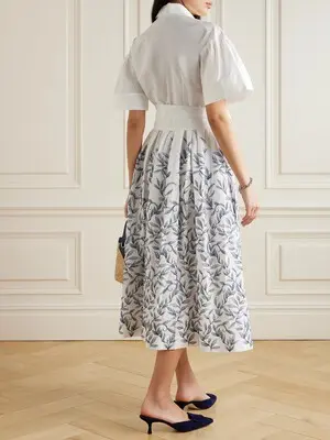 Loretta Caponi Zoe Embroidered Cotton-poplin Midi Shirt Dress