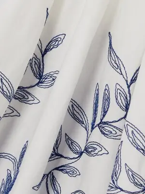 Loretta Caponi Zoe Embroidered Cotton-poplin Midi Shirt Dress