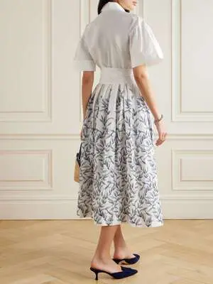 Loretta Caponi Zoe Embroidered Cotton-poplin Midi Shirt Dress