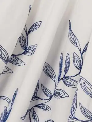 Loretta Caponi Zoe Embroidered Cotton-poplin Midi Shirt Dress