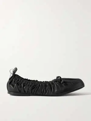 Acne Studios Net Sustain Ruched Leather Ballet Flats