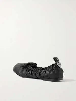 Acne Studios Net Sustain Ruched Leather Ballet Flats