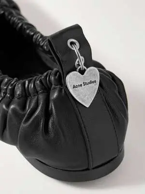 Acne Studios Net Sustain Ruched Leather Ballet Flats