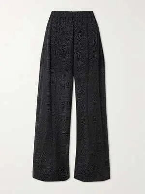 Nina Ricci Polka-dot Silk-tulle Wide-leg Pants