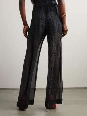 Nina Ricci Polka-dot Silk-tulle Wide-leg Pants