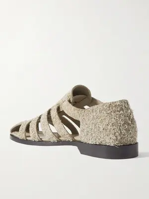 Loewe Campo Cutout Brushed-suede Sandals - Neutrals