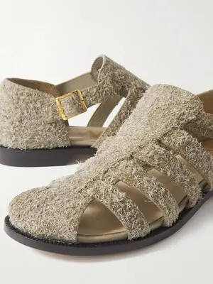 Loewe Campo Cutout Brushed-suede Sandals - Neutrals