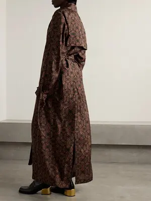 Dries Van Noten Belted Printed Silk Trench Coat