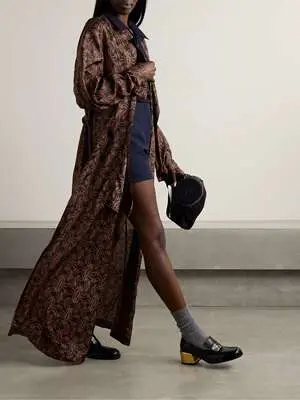 Dries Van Noten Belted Printed Silk Trench Coat
